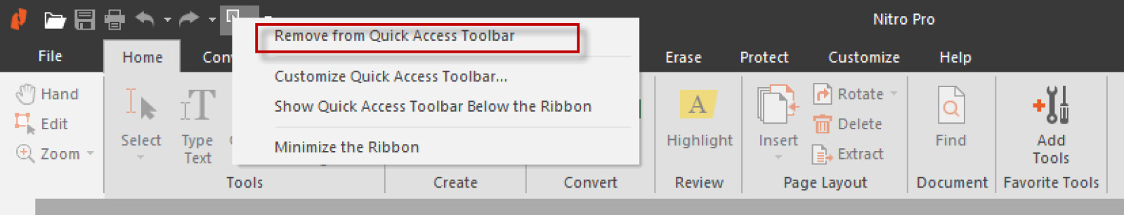 The Quick Access Toolbar | Nitro