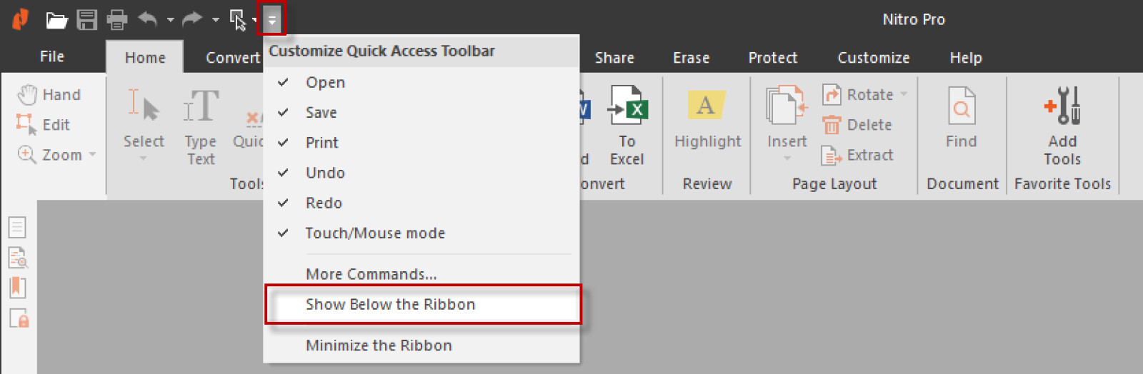 The Quick Access Toolbar | Nitro